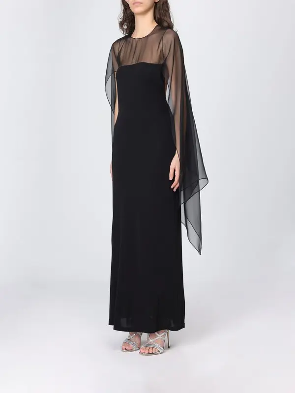 Alberta Ferretti Long Sleeve Satin Evening Gown