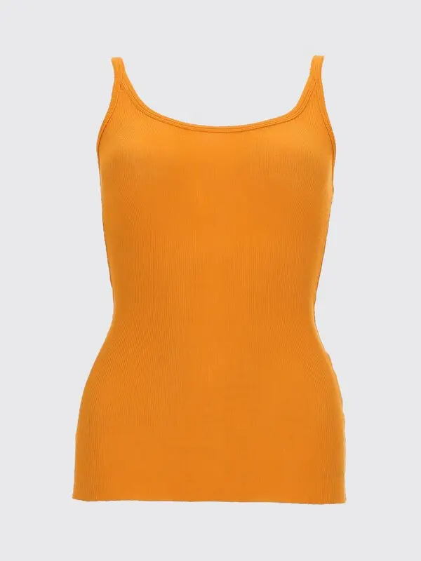 MSGM Slim Fit Viscose Top With Thin Straps And Round Neck - Orange