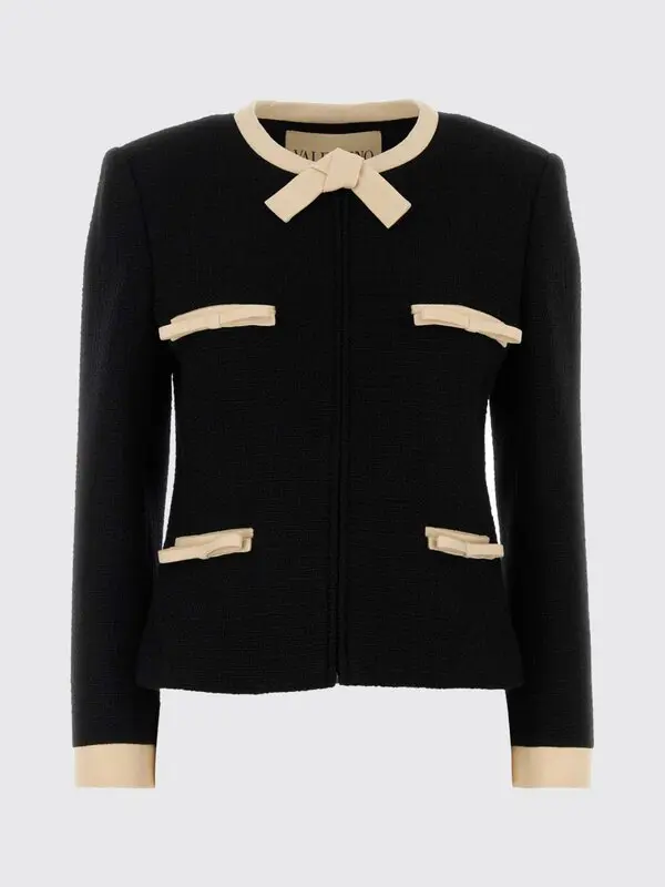 Valentino Garavani Virgin Wool Tweed Jacket With Crepe Couture Bow