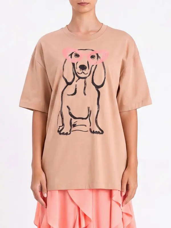 TWINSET Cotton T-shirt With Dog Print - Beige