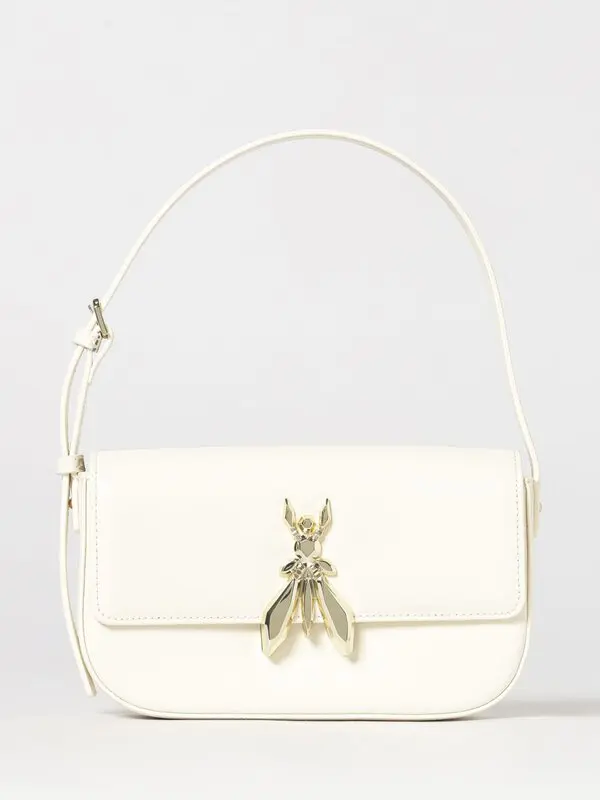 Patrizia Pepe Monogram Leather Shoulder Bag - White