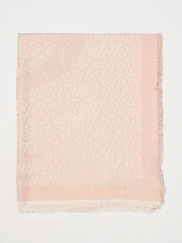 Liu Jo Viscose Stole With Lj Jacquard Monogram - Pink