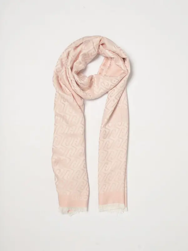 Liu Jo Viscose Stole With Lj Jacquard Monogram - Pink
