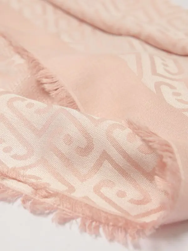 Liu Jo Viscose Stole With Lj Jacquard Monogram - Pink