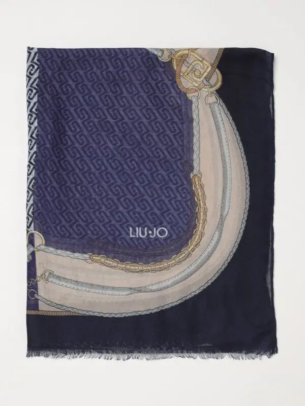 Liu Jo Polyester Scarf With All-over Lj Monogram - Blue