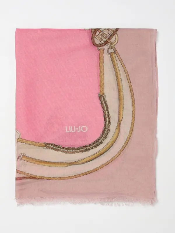 Liu Jo Polyester Scarf With All-over Lj Monogram - Pink