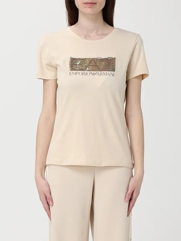EA7 Cotton T-shirts With Sequin Logo