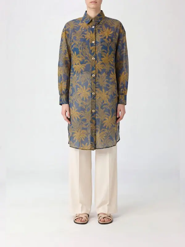 ERES Exotisme Relaxed Fit Tropical Print Cotton Shirt With Long Sleeves - Multicolor