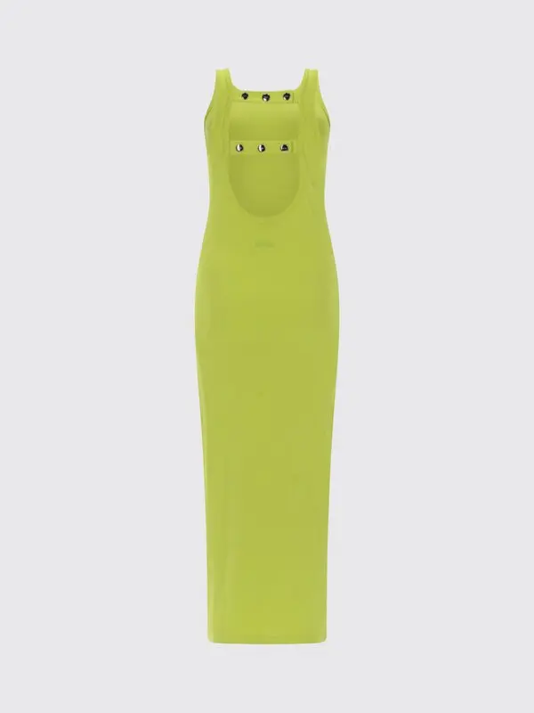 MSGM U-neck Slim Fit Midi Sheath Dress In Viscose - Yellow