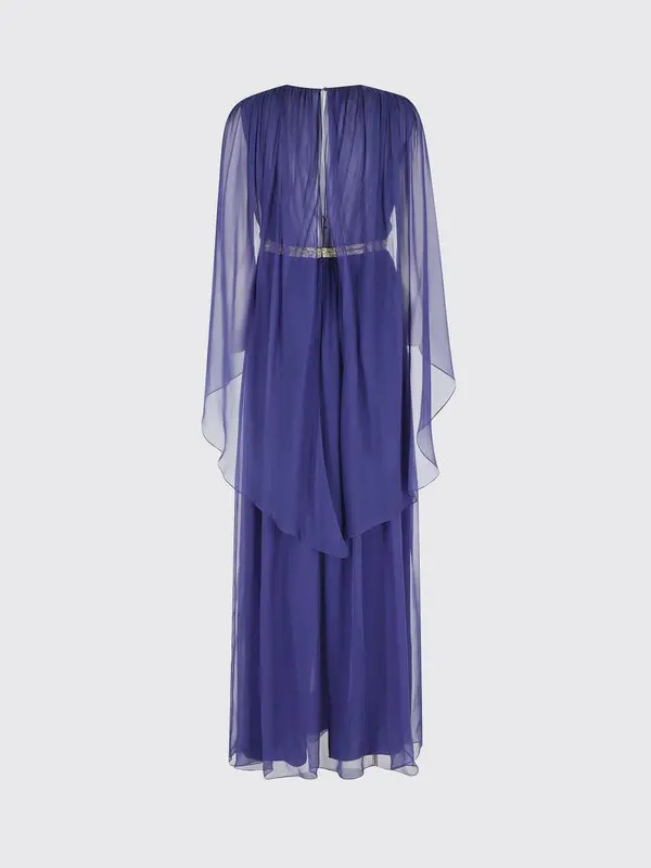 Alberta Ferretti Sleeveless V-neck Pleated Silk Evening Gown