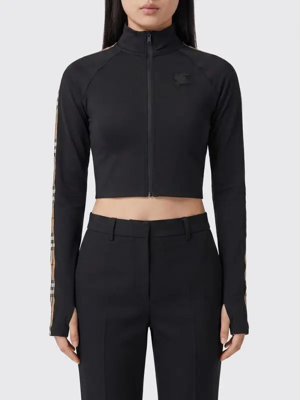 Burberry Cropped Slim Fit Technical Jersey High Neck Zip Sweatshirt