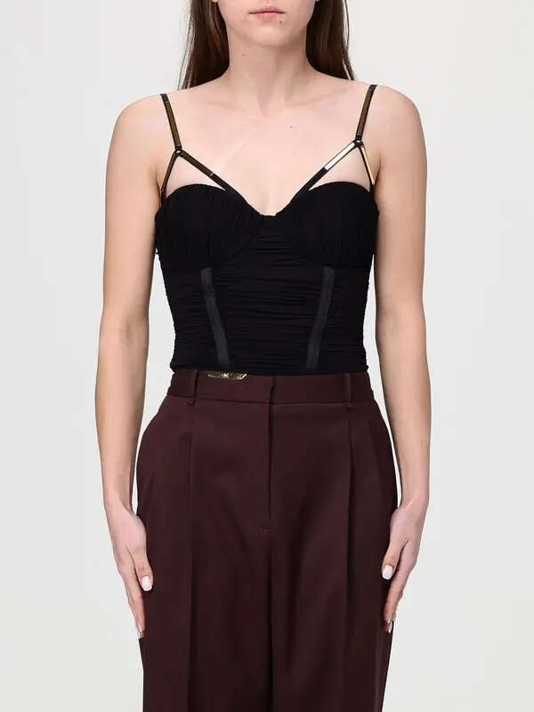 Elisabetta Franchi Ruched Corset Top - Black