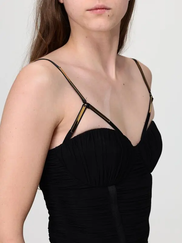 Elisabetta Franchi Ruched Corset Top - Black