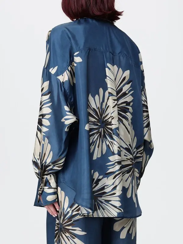 Brunello Cucinelli Silk Shirt With Floral Print - Blue