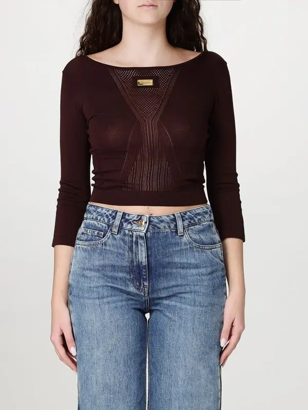 Elisabetta Franchi Perforated Viscose Knit Top