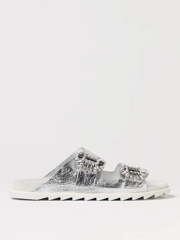 ROGER VIVIER Embellished Flat Sandals - Beige