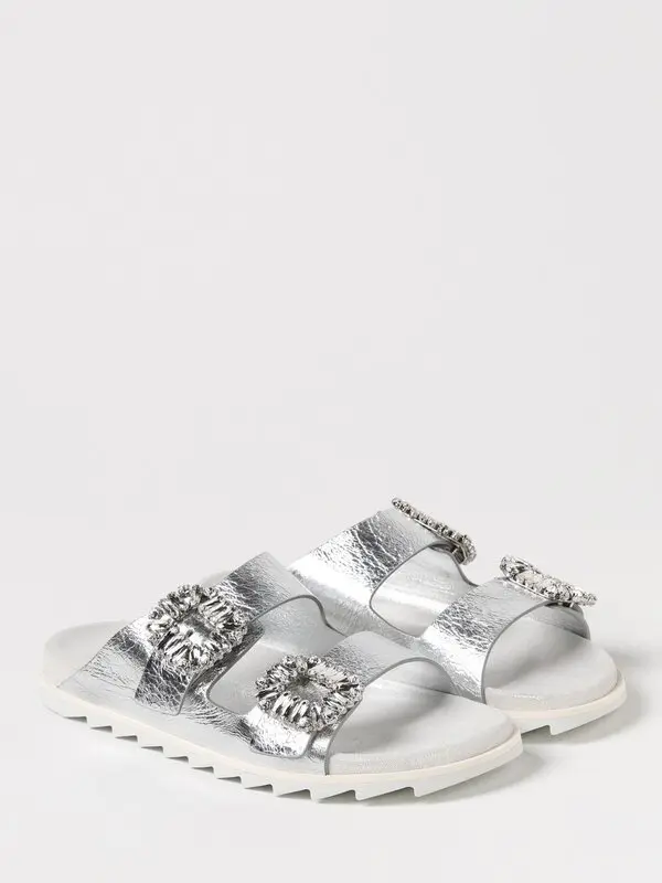 ROGER VIVIER Embellished Flat Sandals - Beige