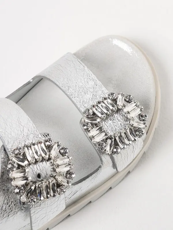 ROGER VIVIER Embellished Flat Sandals - Beige