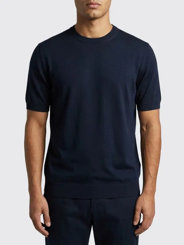 Fedeli Basic Cotton Crew Neck Knit - Blue