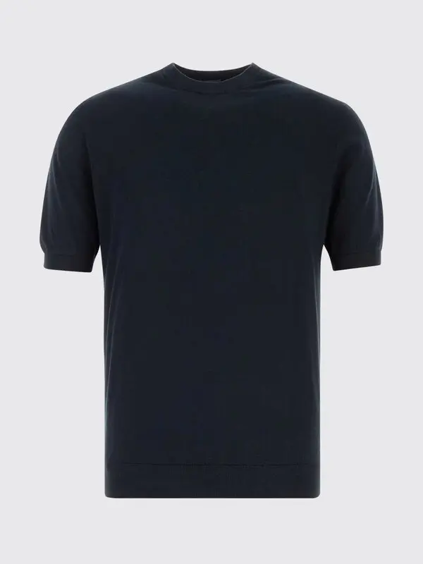 Fedeli Basic Cotton Crew Neck Knit - Blue