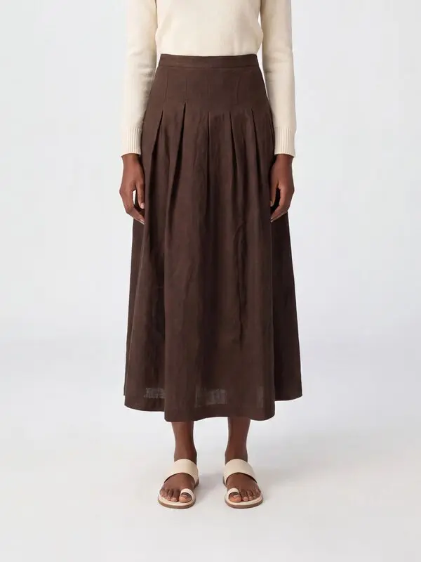 PT TORINO High-waisted Cotton A-line Midi Skirt With Side Closure