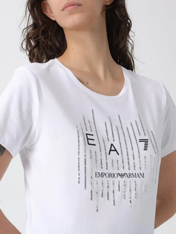 EA7 Cotton T-shirts With Sequin Logo