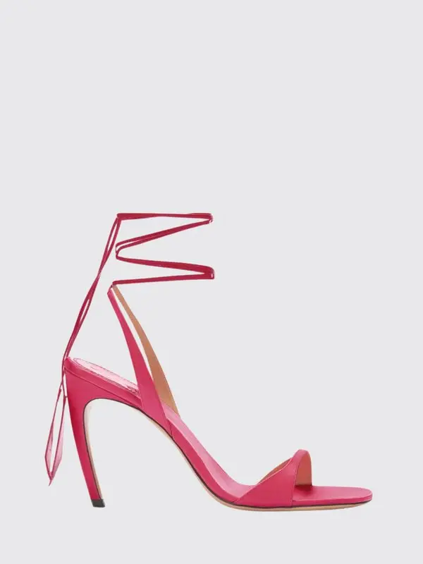 Attico Ora Leather Mule Sandals With Ankle Ties - Fuchsia