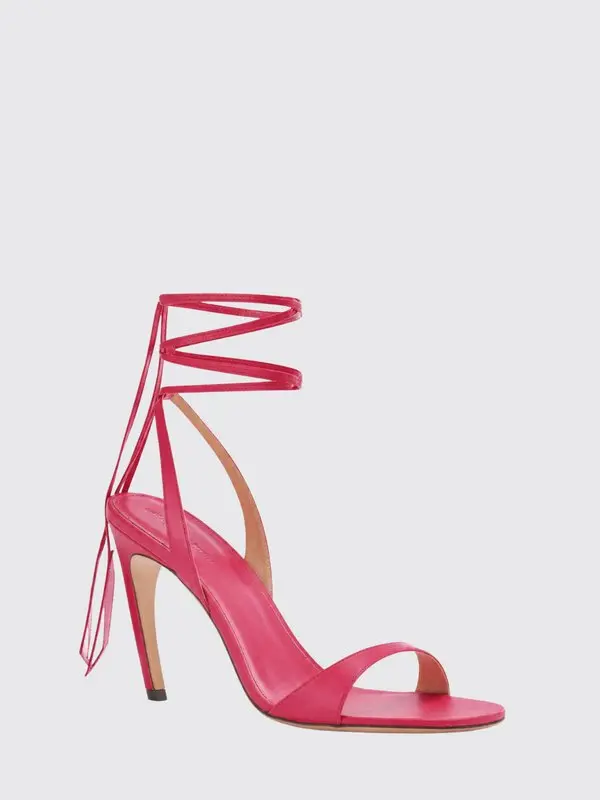 Attico Ora Leather Mule Sandals With Ankle Ties - Fuchsia