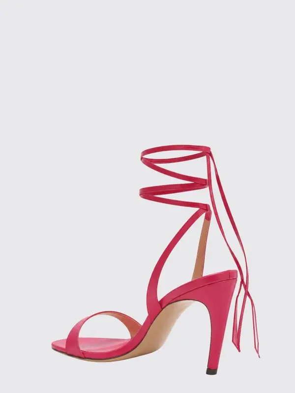 Attico Ora Leather Mule Sandals With Ankle Ties - Fuchsia