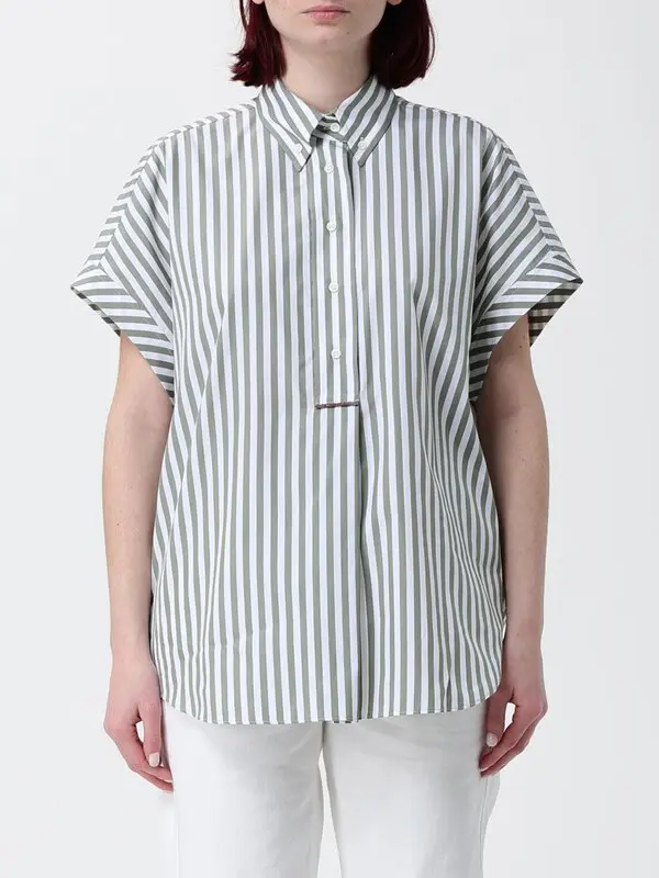 Brunello Cucinelli Striped Cotton And Silk Shirt - Green
