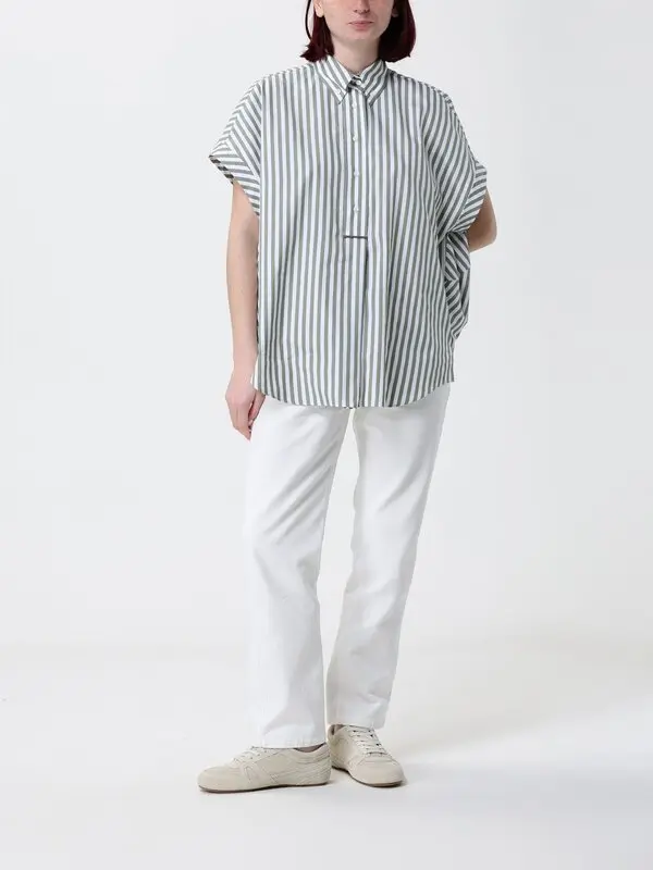 Brunello Cucinelli Striped Cotton And Silk Shirt - Green