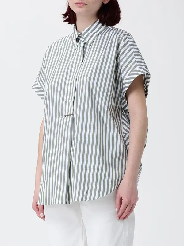 Brunello Cucinelli Striped Cotton And Silk Shirt - Green
