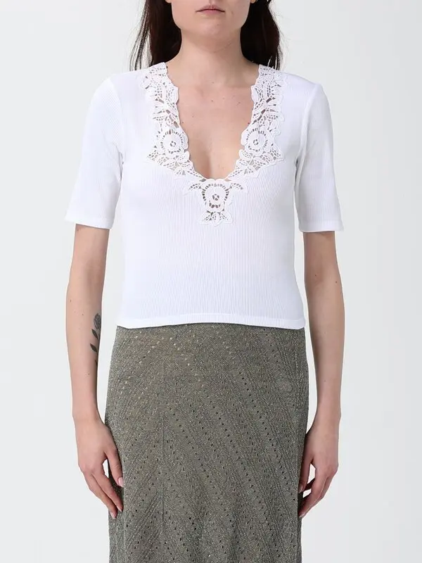 TWINSET Lace And Cotton Cropped Top - White