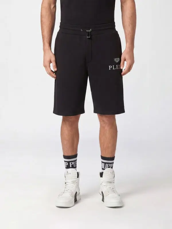 Philipp Plein Jersey Jogging Shorts With Contrasting Logo