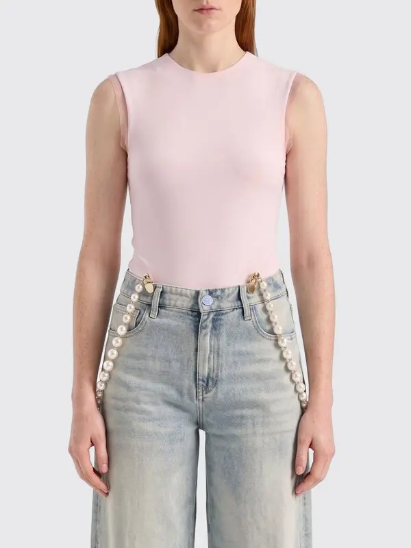 GENNY Slim Fit Stretch-technical Fabric Top With Crew Neck - Pink