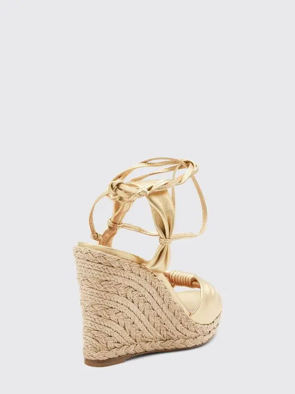 AQUAZZURA High Wedge Laminated Leather Espadrilles With Ankle Ties