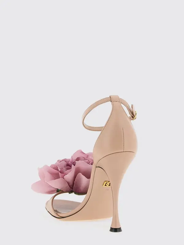 Dolce & Gabbana Desirée Leather Sandals With Applied Flower