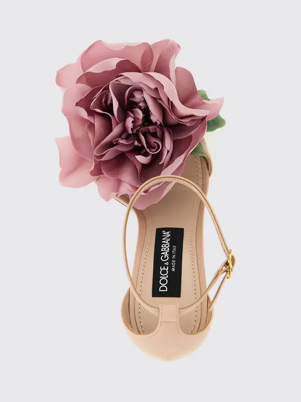 Dolce & Gabbana Desirée Leather Sandals With Applied Flower