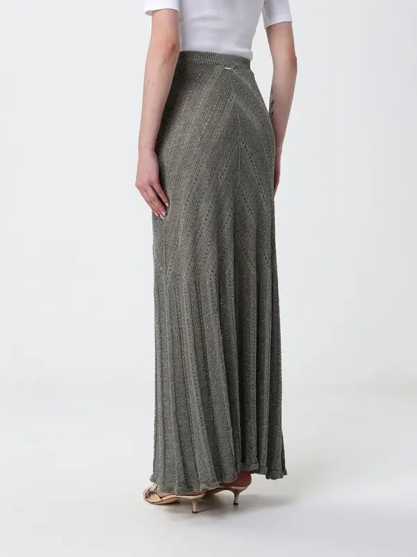 TWINSET Long Pleated Linen-blend Knit Skirt - Olive