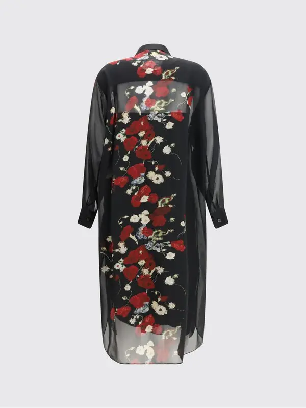 Khaite Floral Print Silk Midi Shirtdress