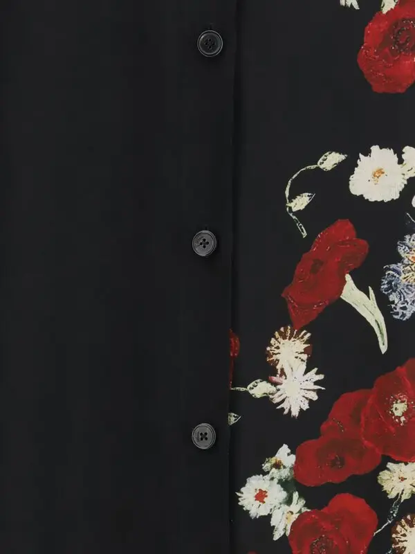 Khaite Floral Print Silk Midi Shirtdress