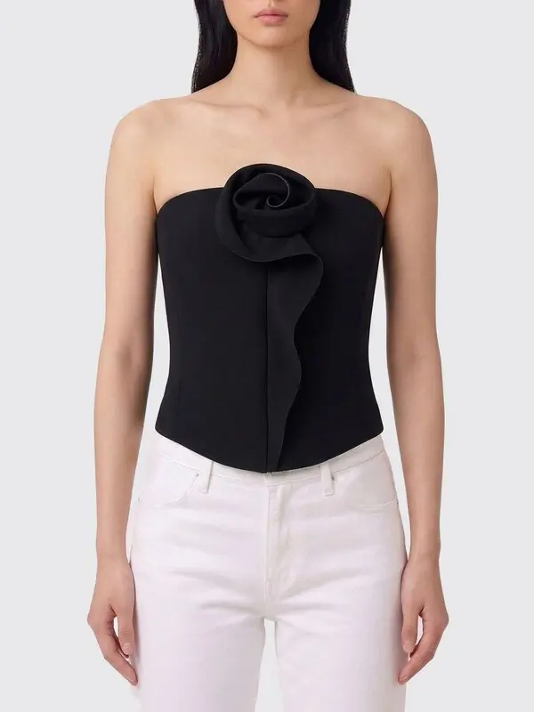 Giorgio Armani Silk Bustier Top With Ruffles
