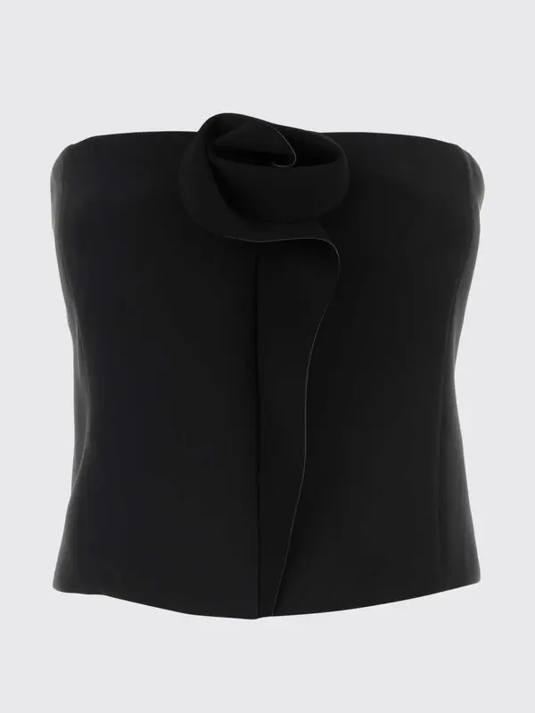 Giorgio Armani Silk Bustier Top With Ruffles