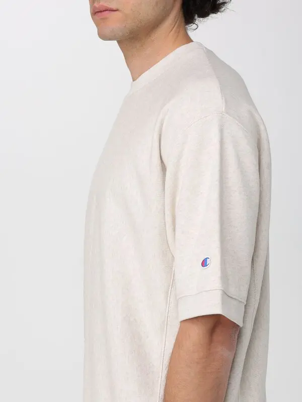 Champion Crew Neck Cotton Blend Sports T-shirt With Contrasting Logo - Butter