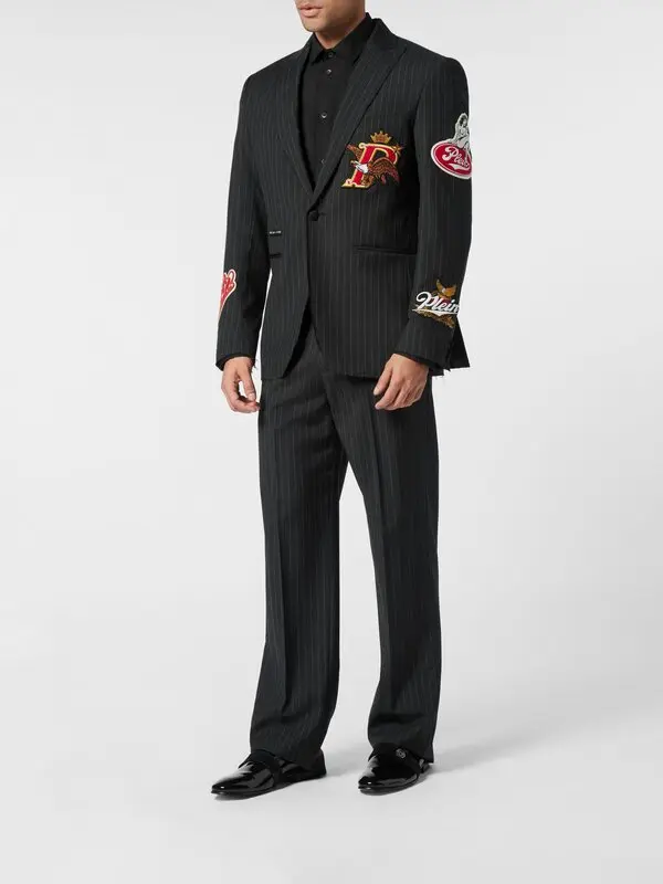 Philipp Plein Pinstripe Wool Single-breasted Blazer With Peak Lapels