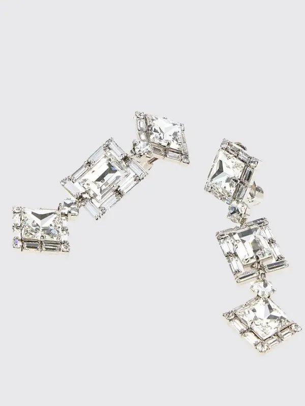 Alessandra Rich Brass Earrings With Set Rhinestones And Glass Crystals