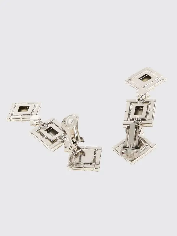 Alessandra Rich Brass Earrings With Set Rhinestones And Glass Crystals