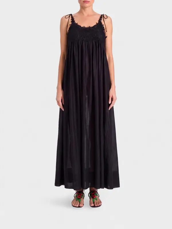 TWINSET A-line Maxi Dress With Lace And Embroidery