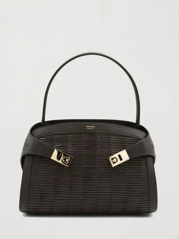 FERRAGAMO Hug Bag In Woven Leather