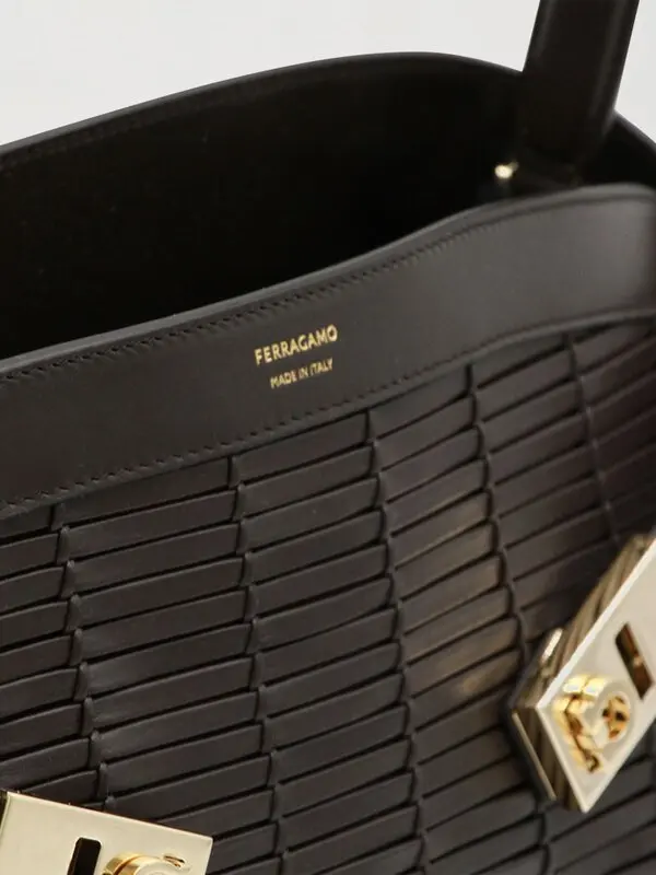 FERRAGAMO Hug Bag In Woven Leather